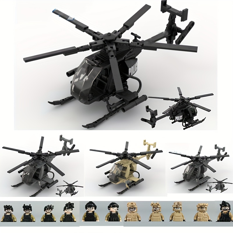 Military Series Bricks Mh 6 Helicopters Soldiers Building - Temu