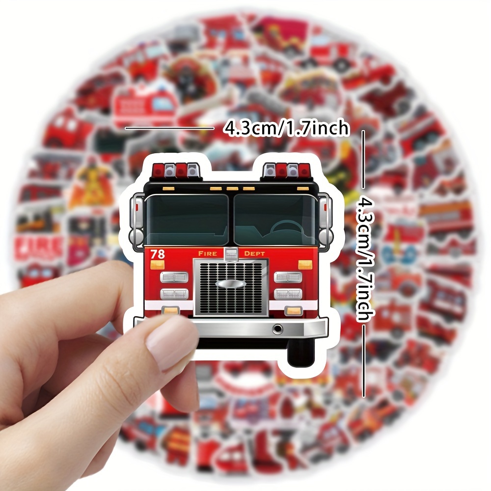 fire truck sticky notes water bottle laptop colorful hat - Temu