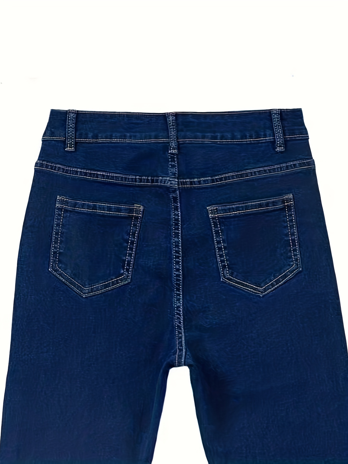 Plus Size Elegant Jeans, Women's Plus Solid Button Fly High Rise High ...