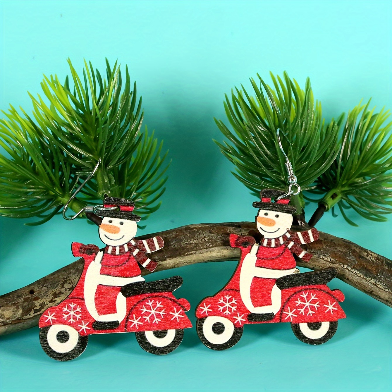 Riding Electric Car Snowman Design Dangle Earrings Christmas - Temu ...