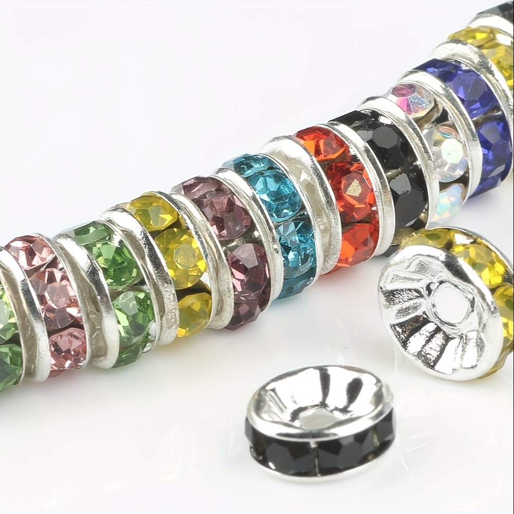 Colorful Rhinestones Stone Inlaid Round Loose Spacer Beads - Temu ...