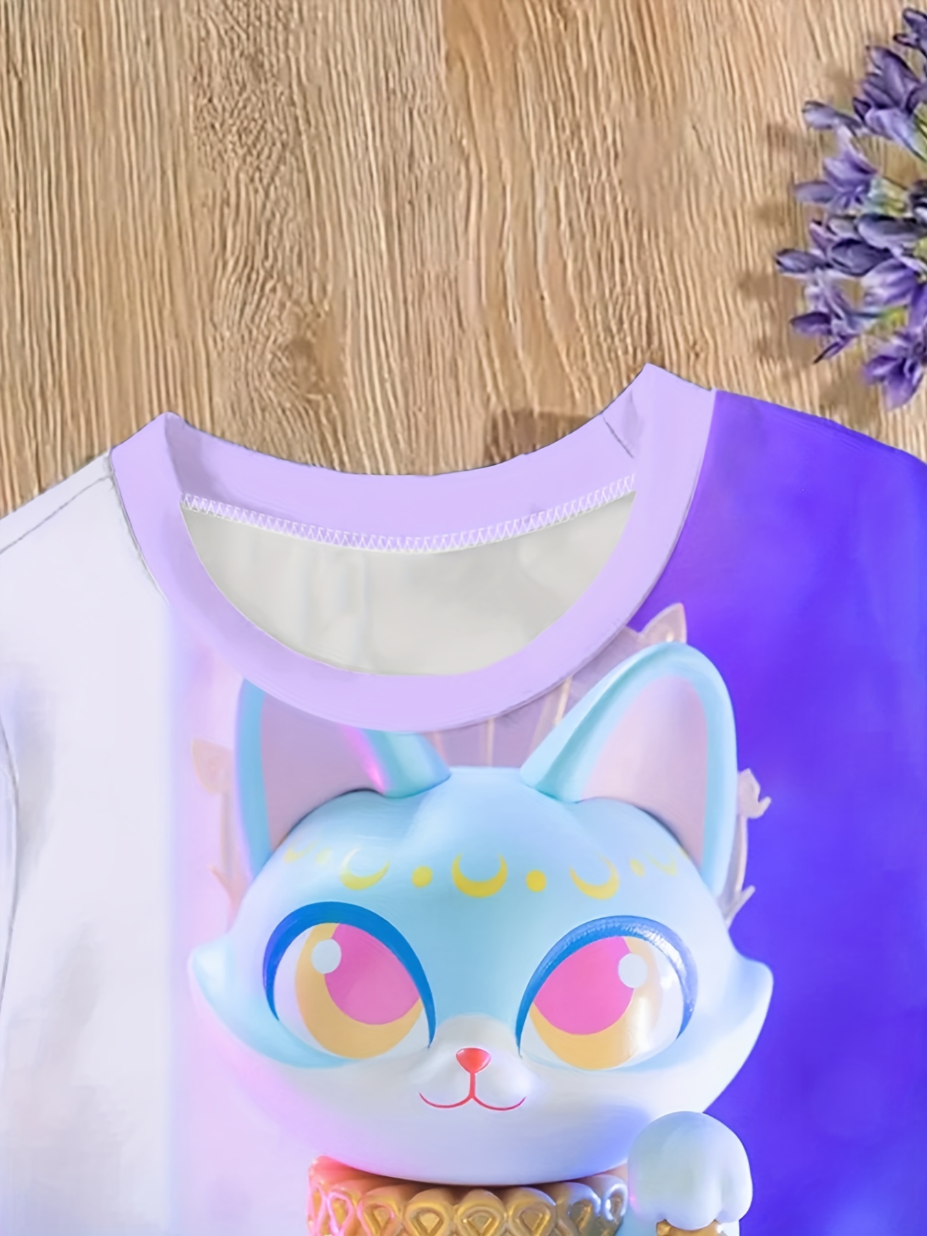 Cute 3d Kitty Graphic Crew Neck Short Sleeve T shirt Top - Temu New Zealand