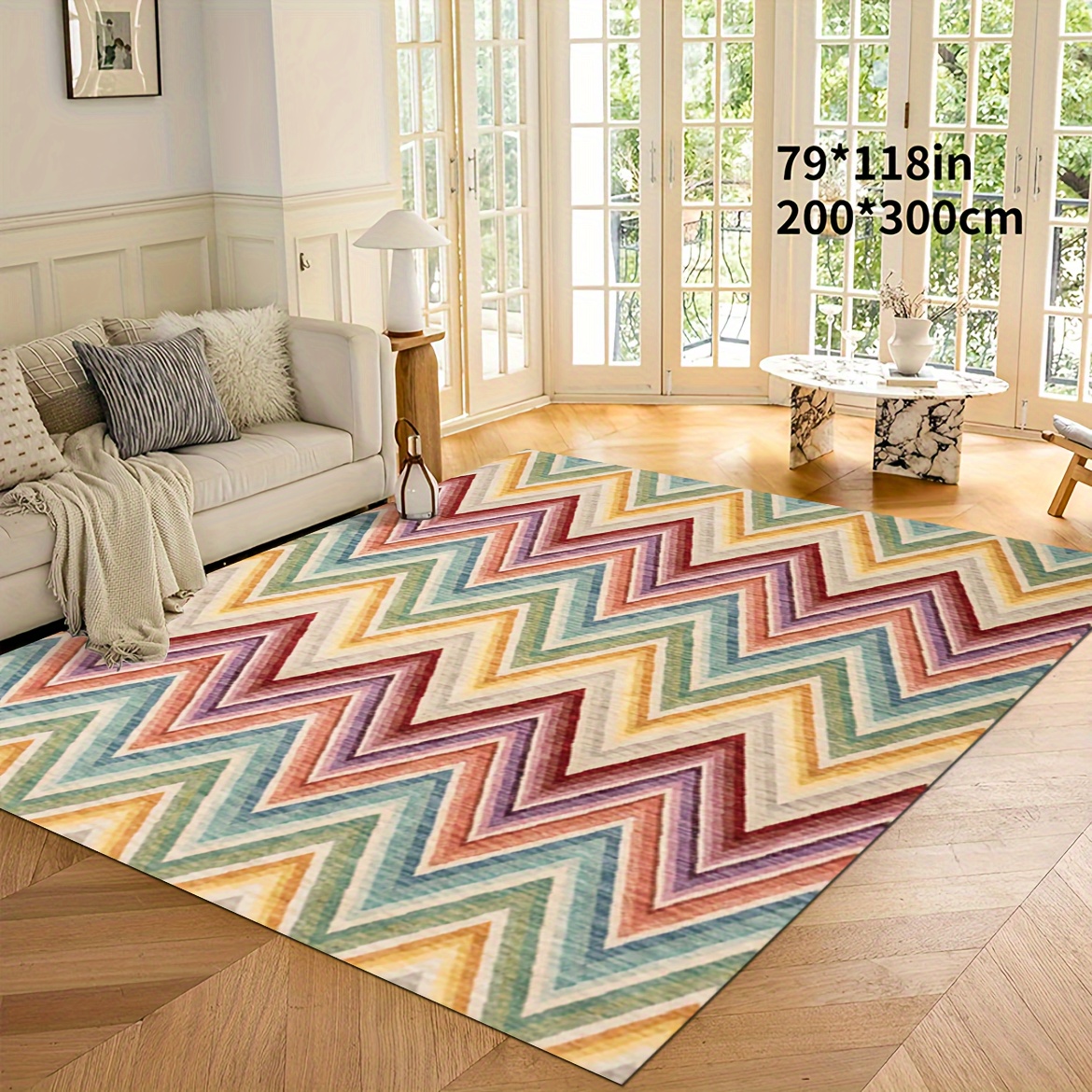 Colorful Striped Design Area Rug Bohemian Style Bedside - Temu Australia