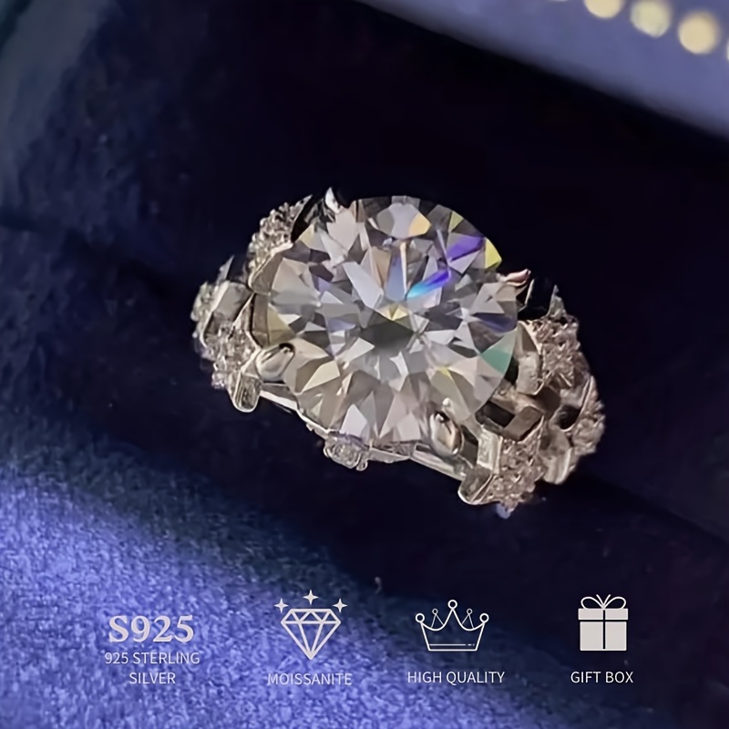 5 Carat Round Star Moon Moissanite Ring Versatile Stylish - Temu United ...