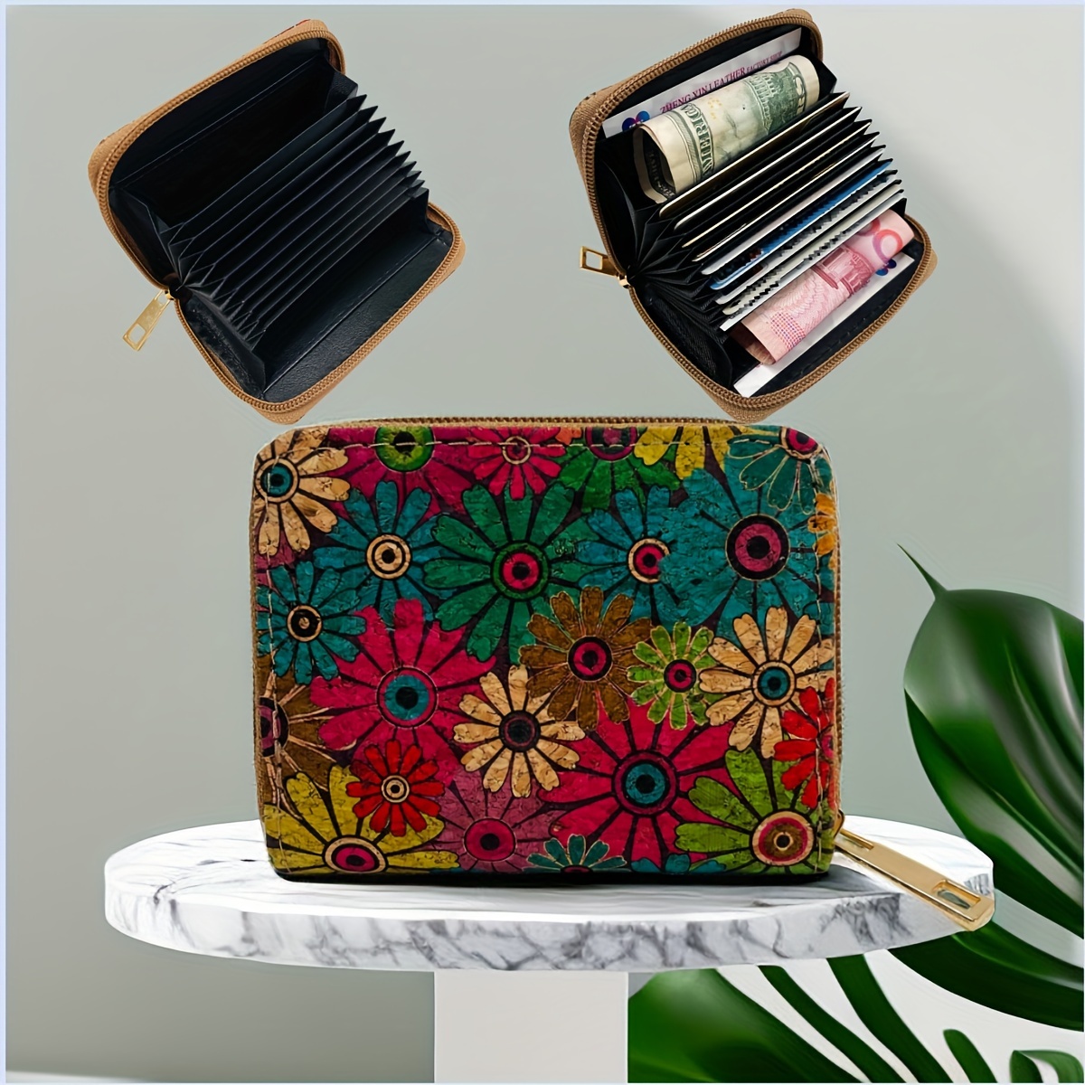 Retro Colorful Flowers Pattern Mini Short Wallet Classic - Temu United ...