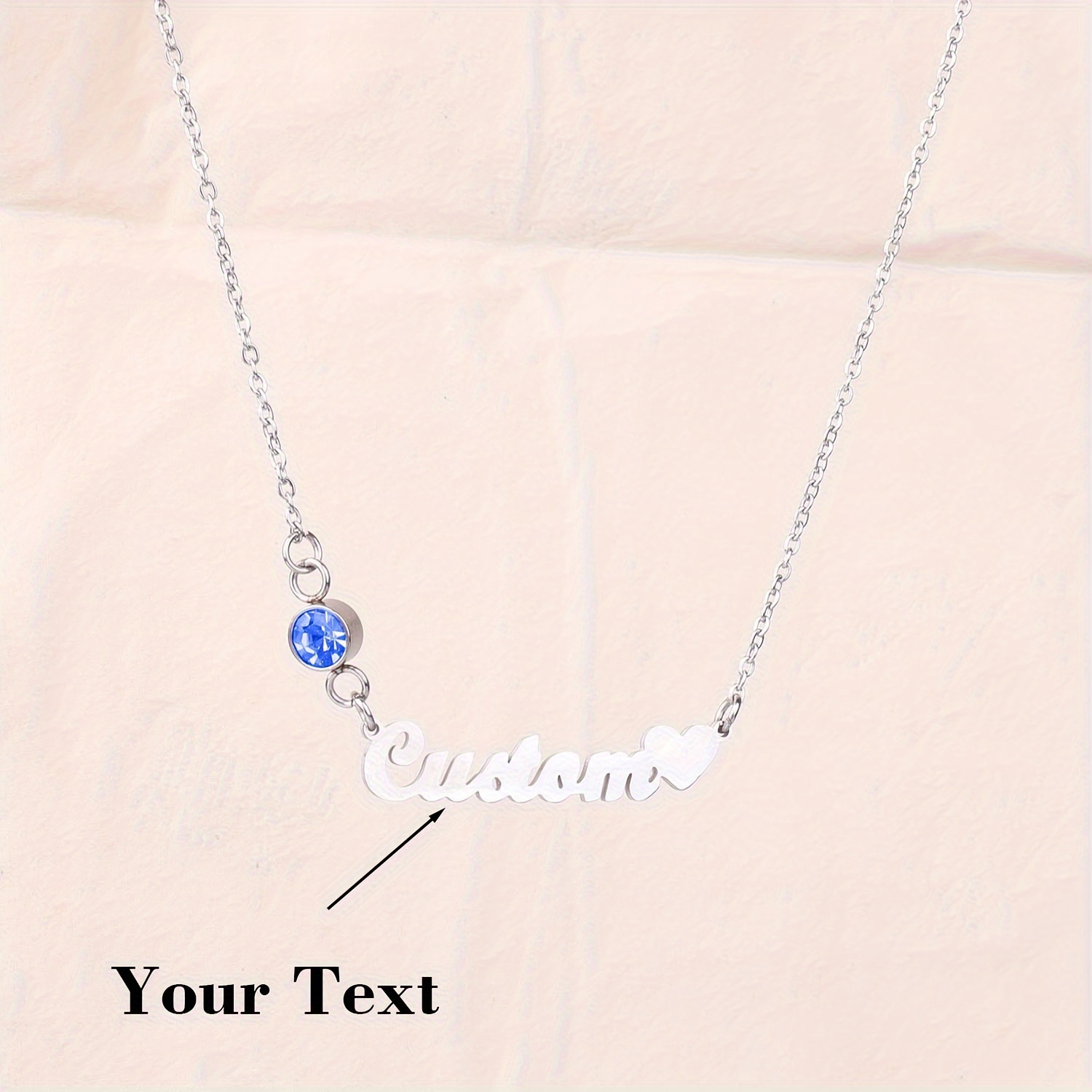 Personalized Birthstone Love Heart Name Necklace Stainless - Temu ...
