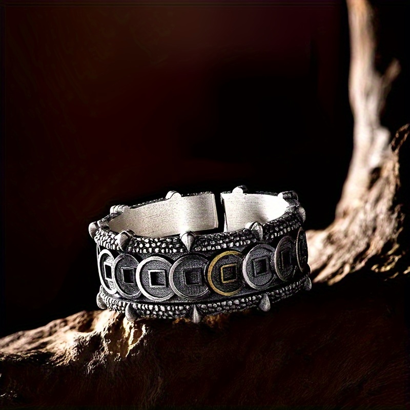 Vintage Pattern Ornament Men's Copper Ring Irregular Rattan - Temu ...