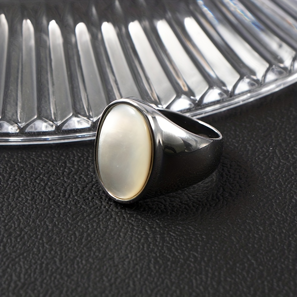 Popular Stainless Steel Simple Ring Round Fashion Shell Ring - Temu ...