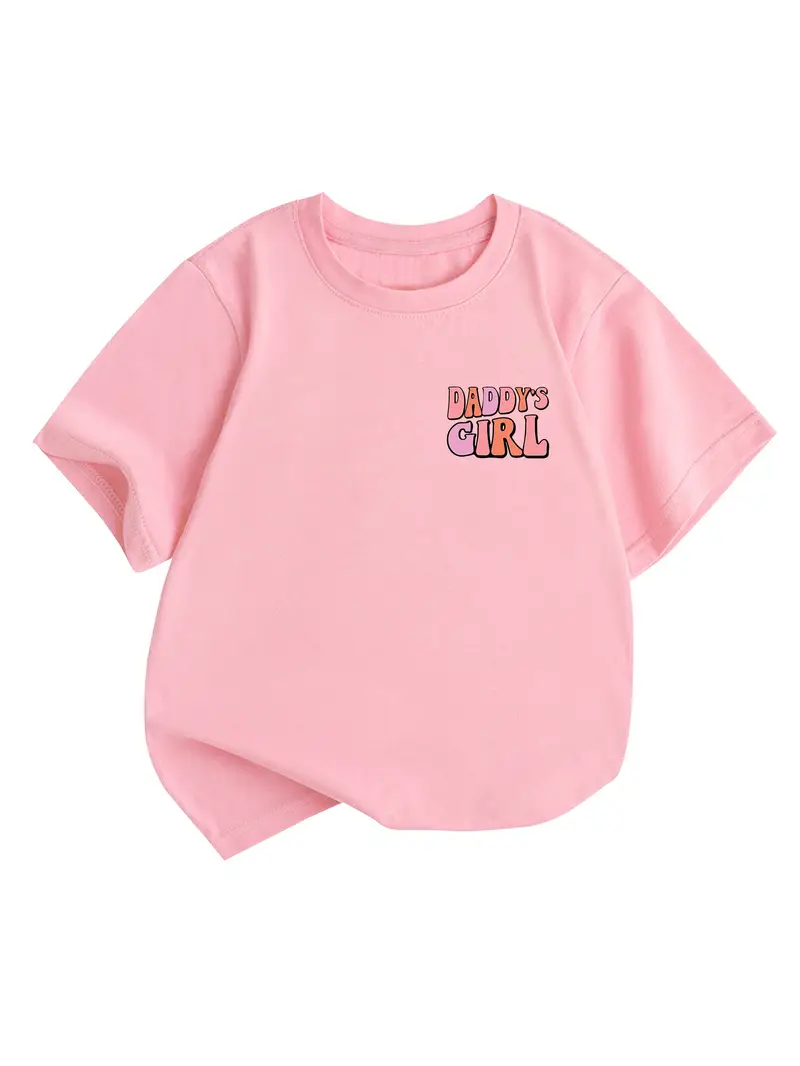 Graphic Design Crew Neck T Shirt Daddys Girl Print Girls Temu Australia