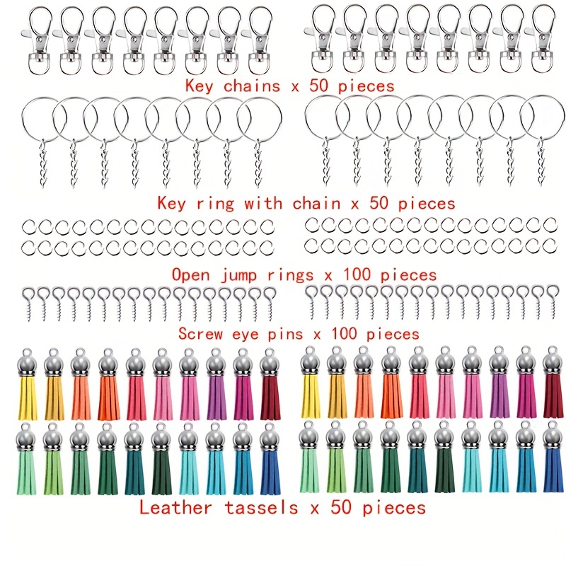50 Tassel Keychain Pin Eye And Key Tassel Ring Screw Set - Temu United ...