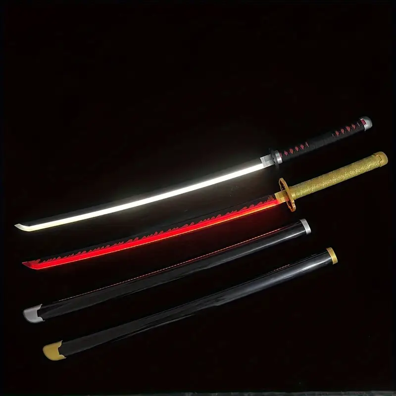 Lighted Katana Sword Wooden Anime Sword Samurai Katana Sword Halloween Cosplay Role Playing