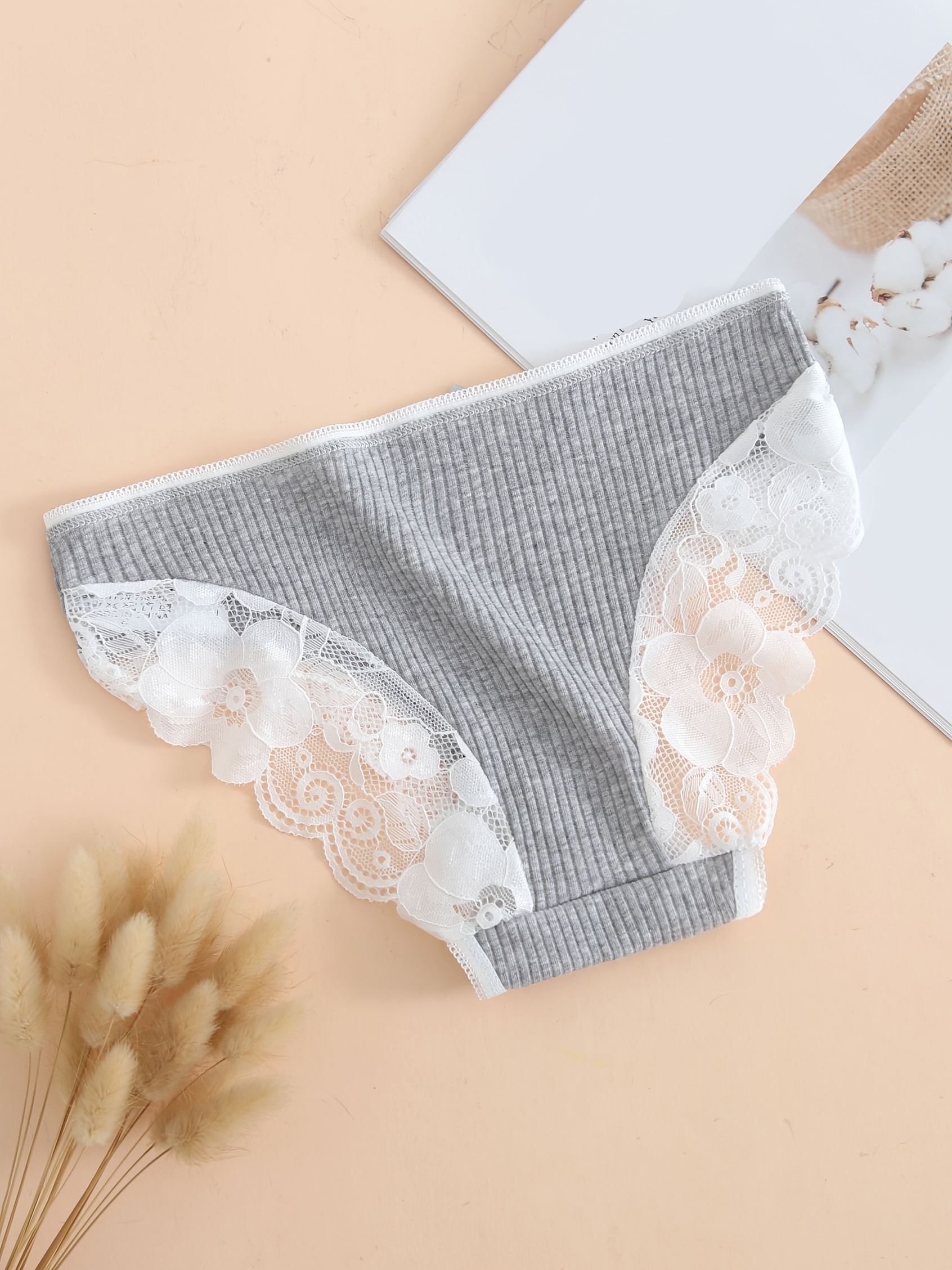 Lace Trim Matching Lingerie Set Semi Sheer Cheeky Panties Temu United
