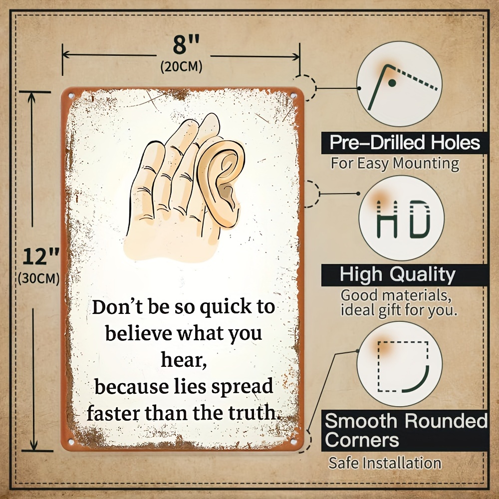 Sarcastic Metal Retro Tin Signs Don't Quick Believe Hear - Temu United ...