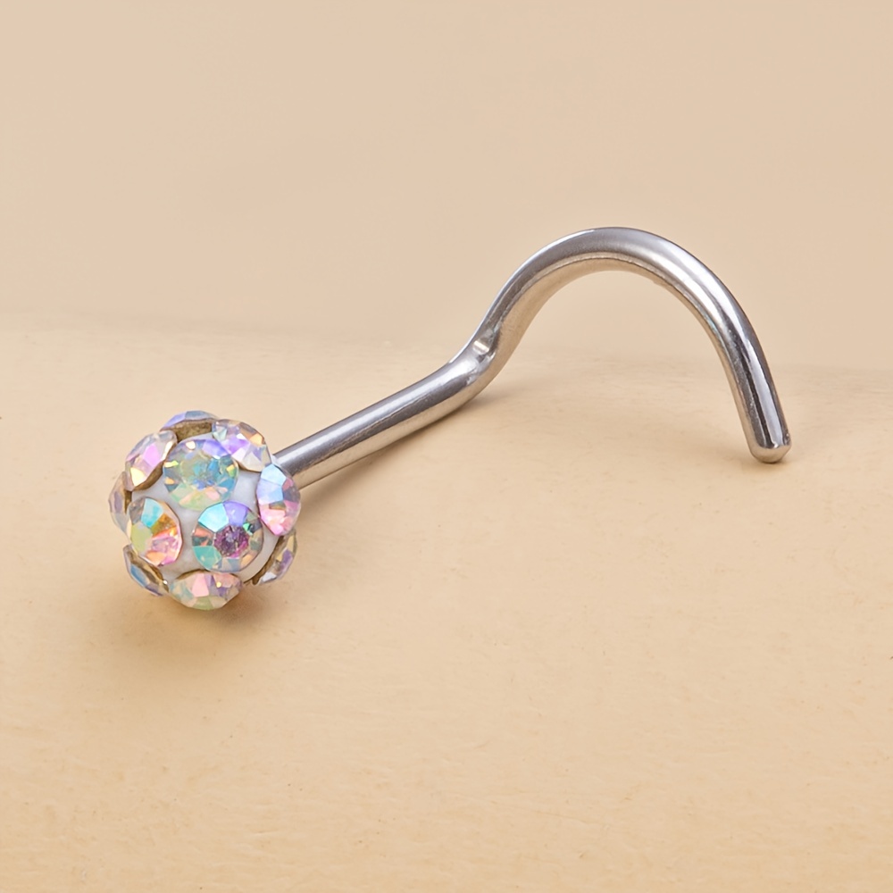 Crystal Ball Nose Ring Nostril Screw Stud Nose Piercing - Temu Netherlands