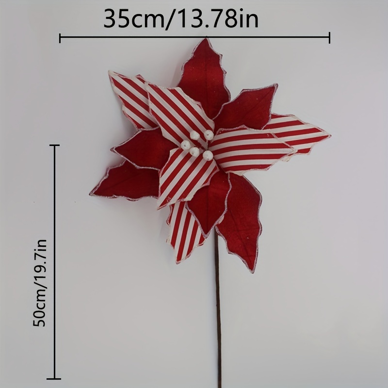 Red Striped Plush Cloth Simulation Christmas Flower - Temu Australia
