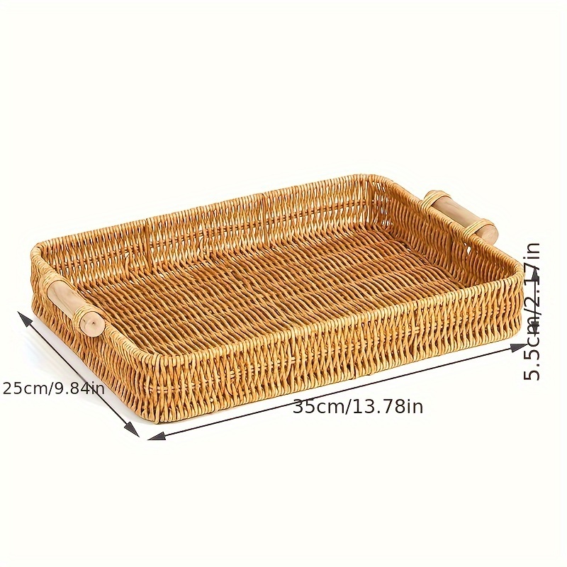 Rattan Woven Tea Dish Storage Basket Portable Bread Tray - Temu United ...