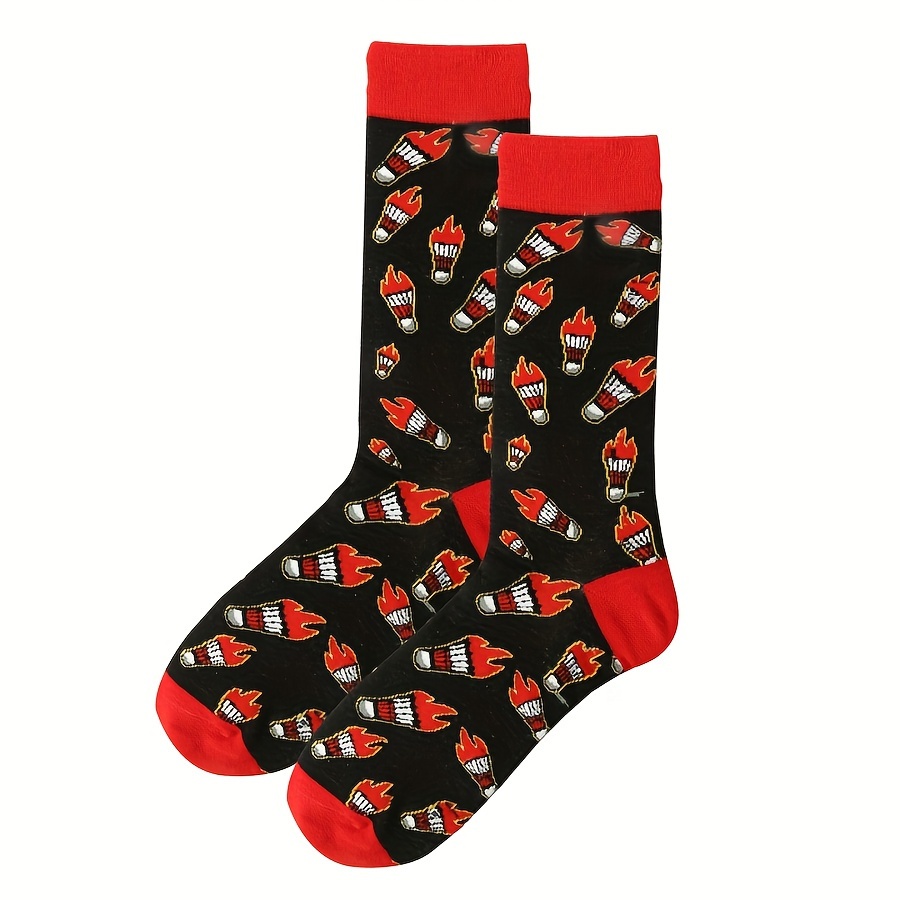 Men's Trendy Cartoon Pattern Crew Socks Cotton Breathable - Temu United ...