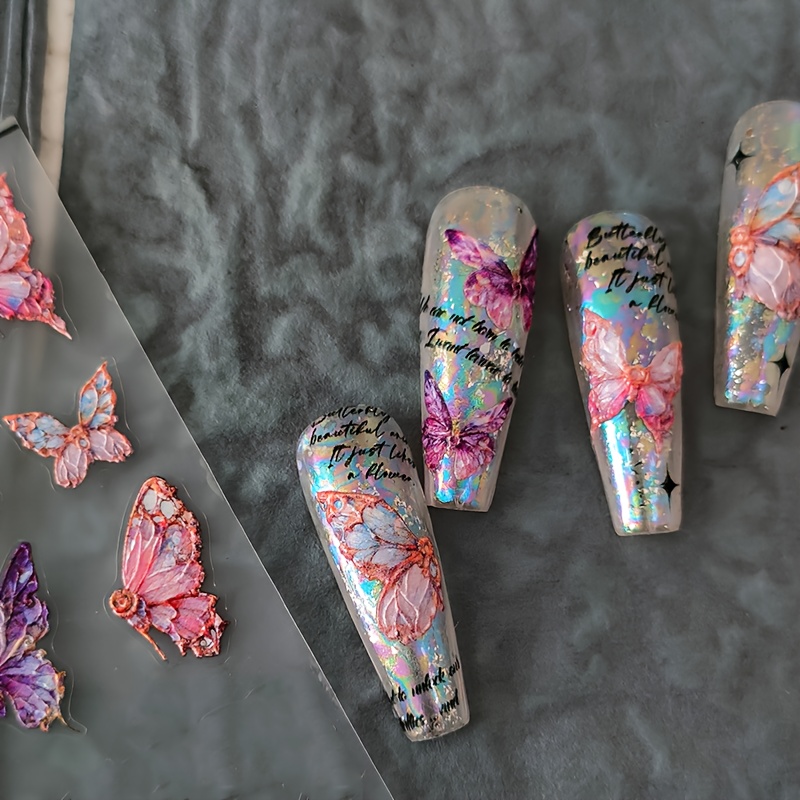 5d Embossed Butterfly Nail Art Stickers Self Adhesive - Temu New Zealand