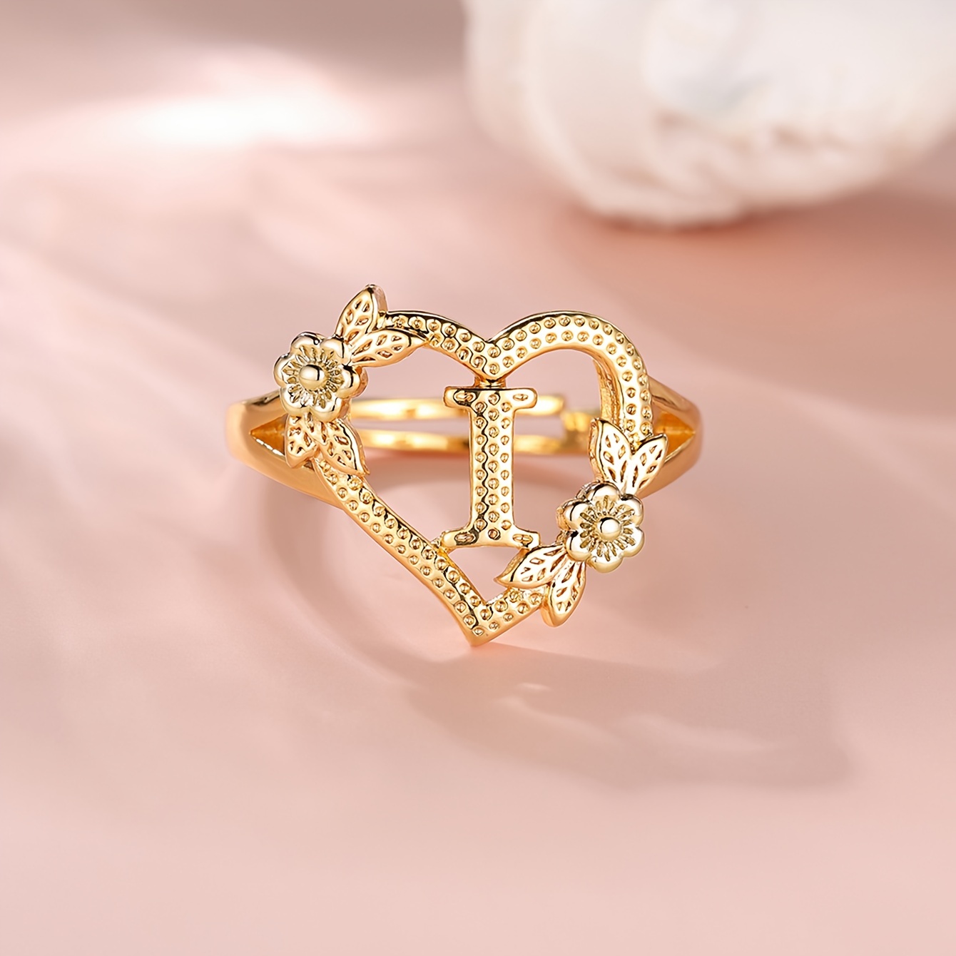Hollow Love Heart Rose Flower Letter Hollow Ring Elegant - Temu United ...