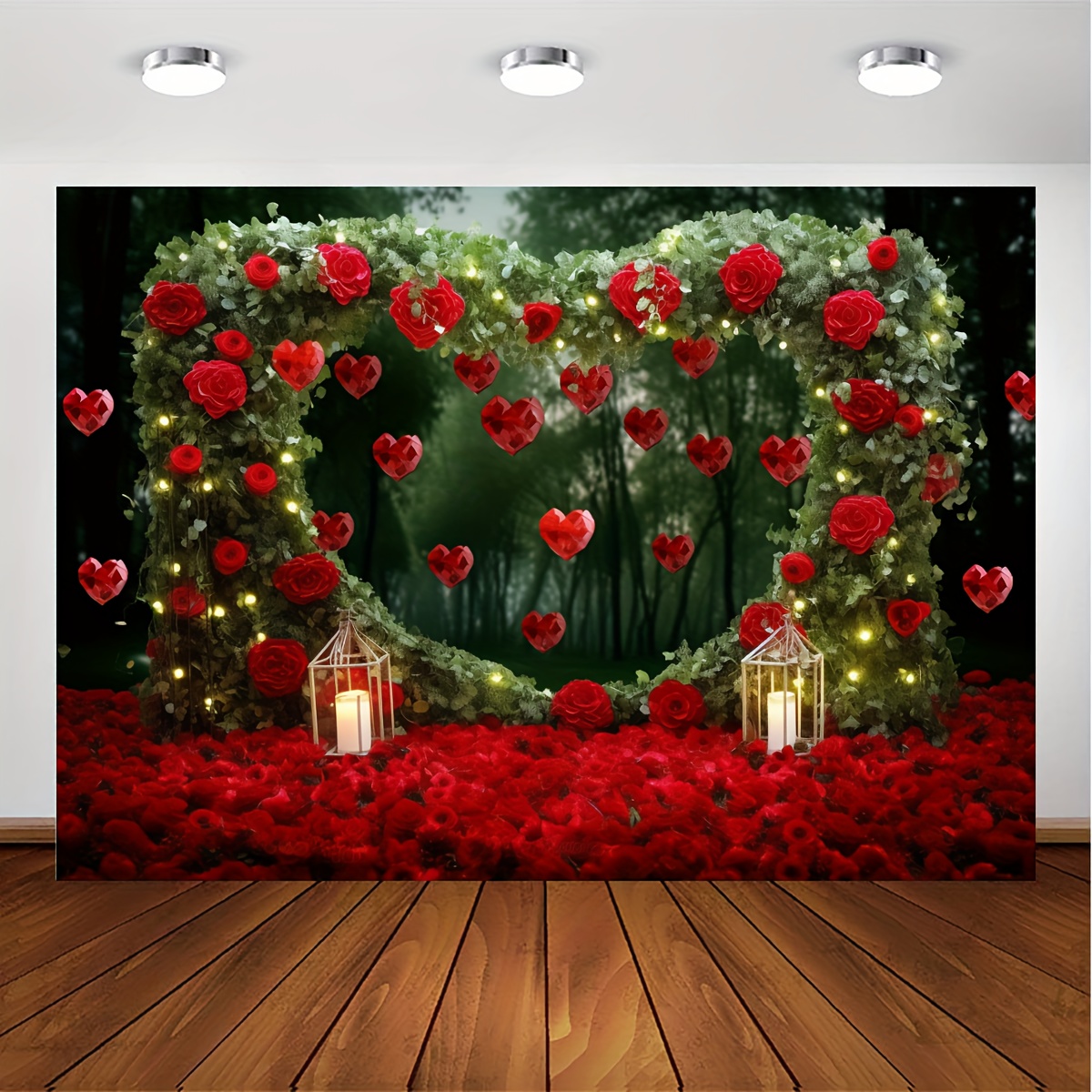 1pc Red Rose Arch Photography Backdrop Valentine's Day Garden Spring ...