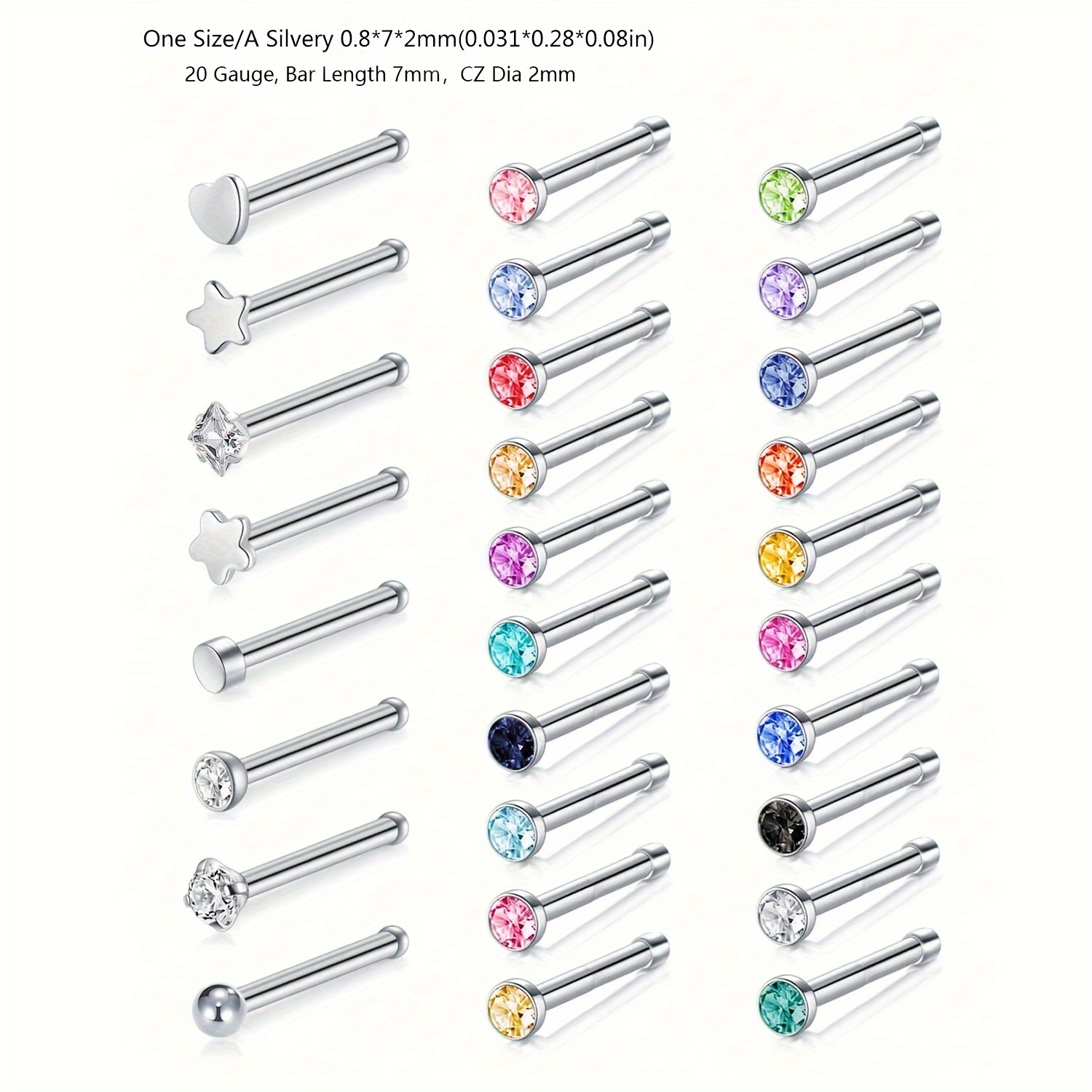 Simple Stainless Steel Cubic Zirconia Nose Studs Men Nose - Temu Ireland