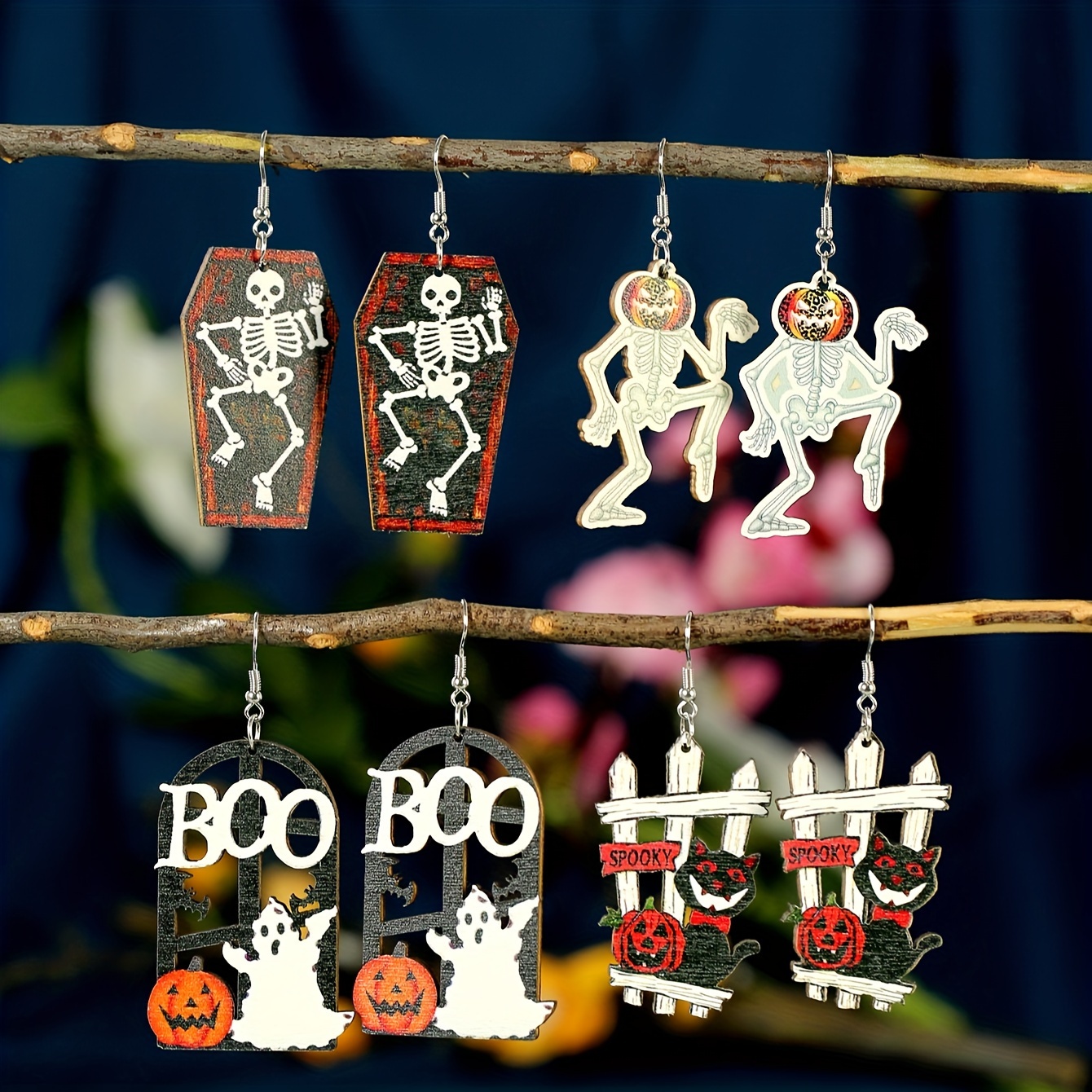 Creative Skeleton Pumpkin Ghost Design Dangle Earrings Cute - Temu Canada