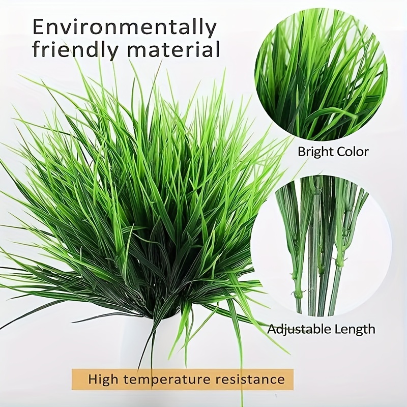 12 Bundles Artificial Outdoor Plants Wheat Grass Greenery Shrubs Uv ...