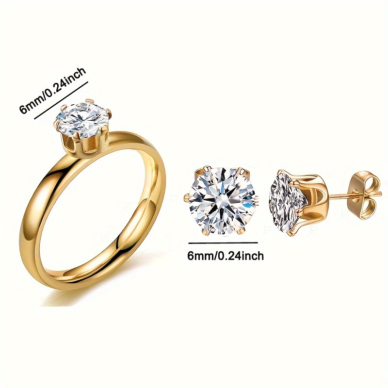 Earrings + 1 Ring Classy Jewelry Set Made Stainless Steel - Temu United ...