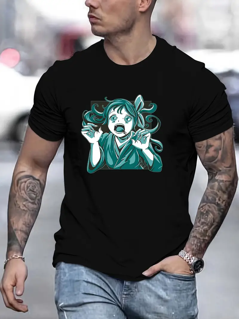 Casual Ghost Girl Print T Shirt Trendy Cool Crew Neck Tees Temu New