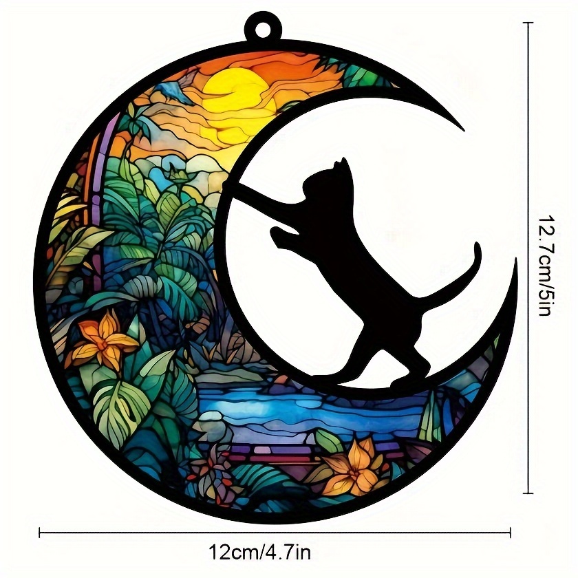 Colorful Moon Cat Decoration Window Hanging Commemorative - Temu United ...