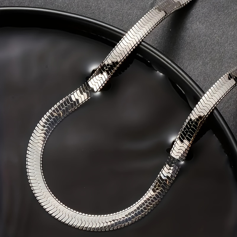 Stainless Steel Blade Chain Clavicle Chain Flat Snake Chain - Temu ...