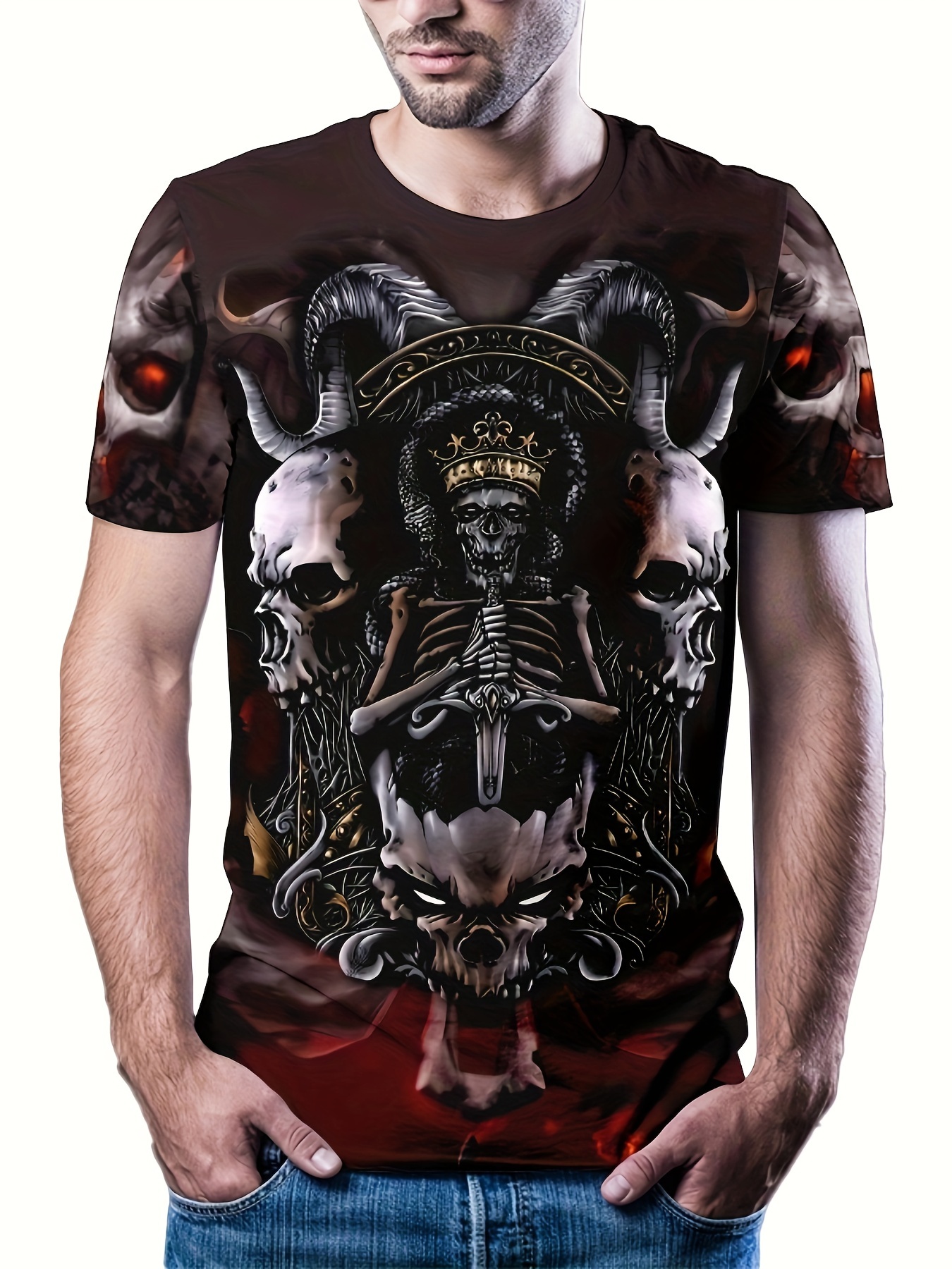 Camiseta Estampado 3d Patrón Calavera Playera Informal - Temu Mexico