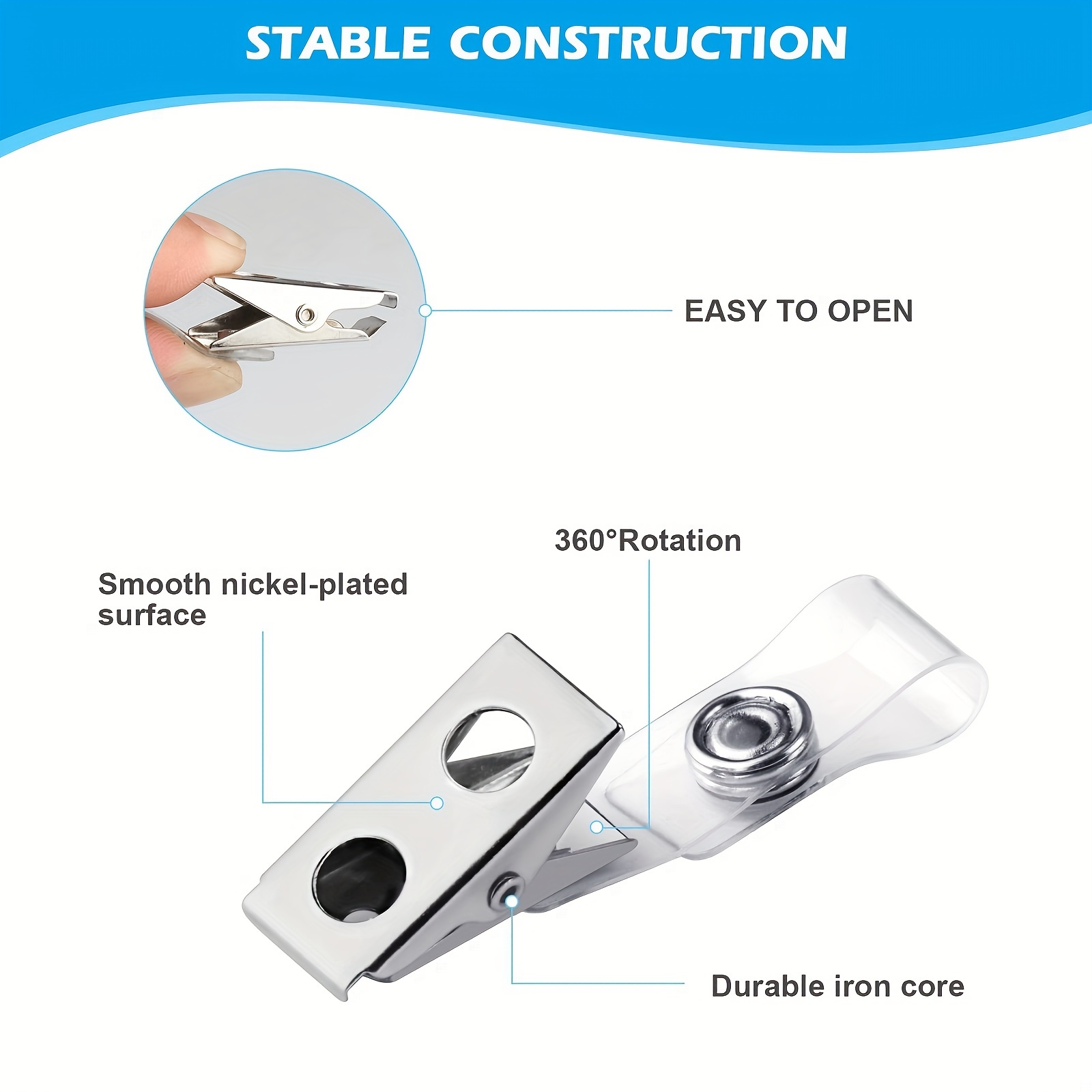 Metal Badge Clips Clear Pvc Straps Id Cards Name Tags Badge - Temu