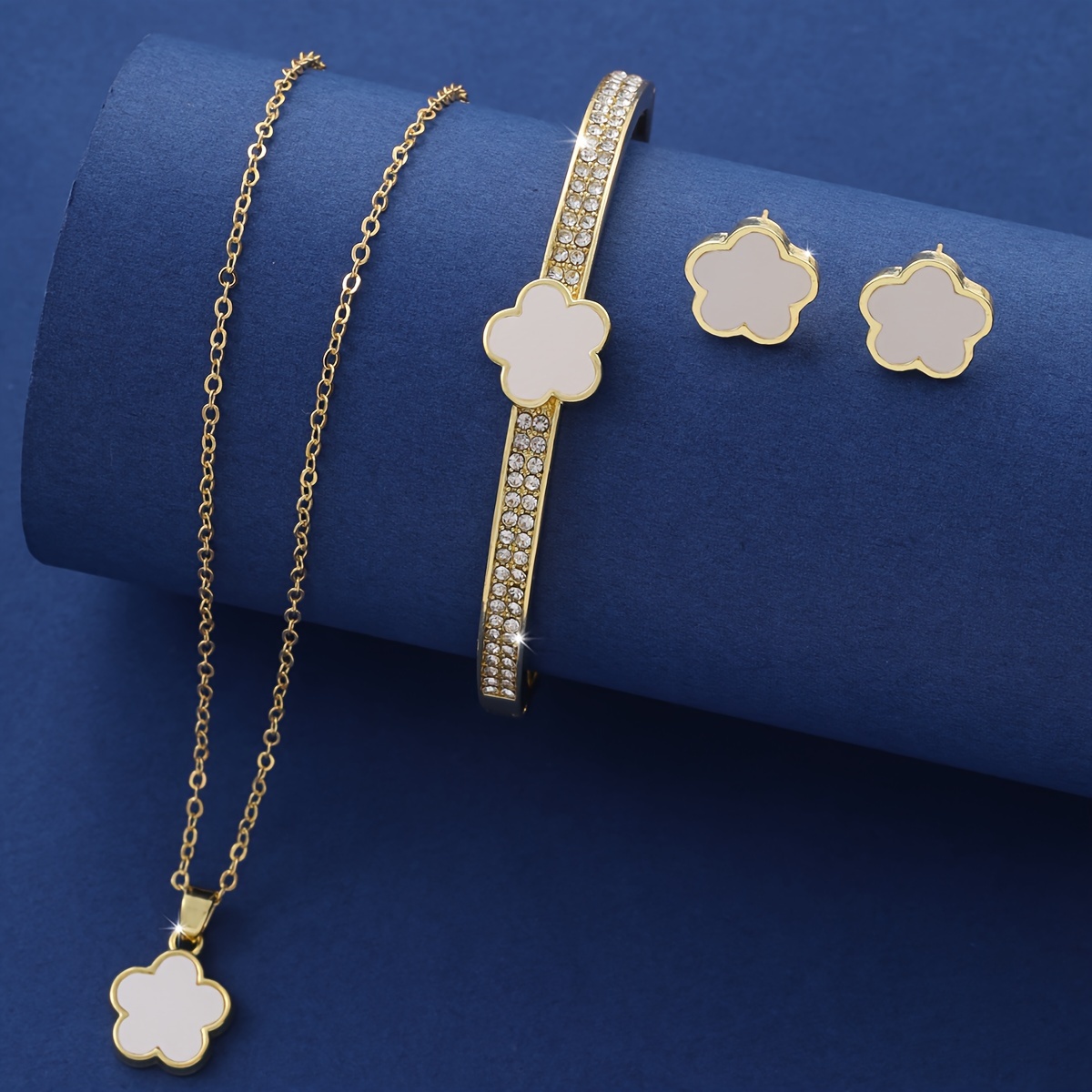 1 Par Pendientes + 1 Brazalete + 1 Collar Conjunto Joyería - Temu Mexico