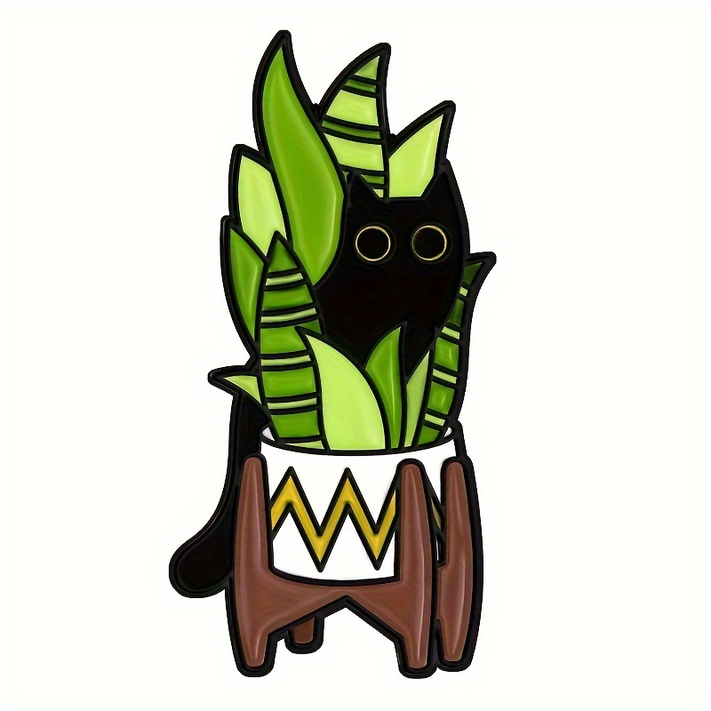 Cute Cat Plant Enamel Pin Leaf Chlorophytum Comosum Green - Temu United ...