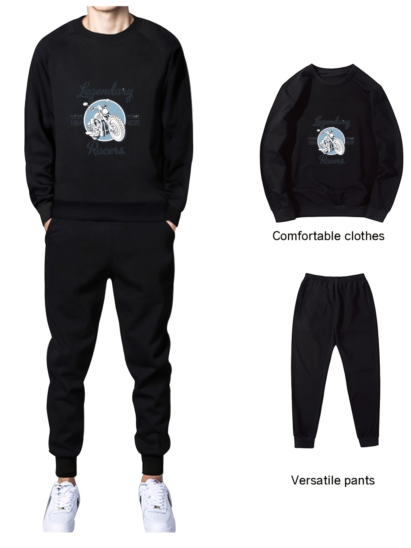 Men's Casual Pullover Sweatshirt & Matching Jogger Pants Set Clothes ...