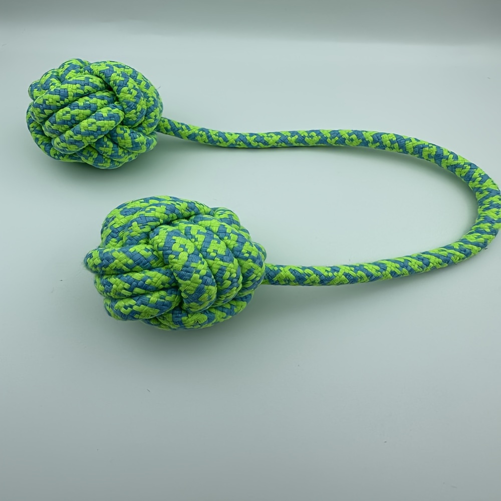 Teeth Cleaning Braided Rope Knot Pet Toy Double Ball Dog - Temu Canada