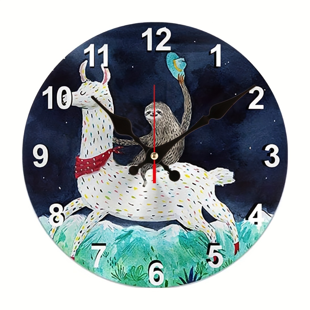 Backing Riding Llama Clock Wall Clock Silent Non Ticking - Temu Australia