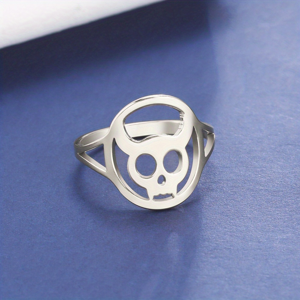Halloween Skull Pattern Ring Men Stainless Steel Skeleton - Temu United ...