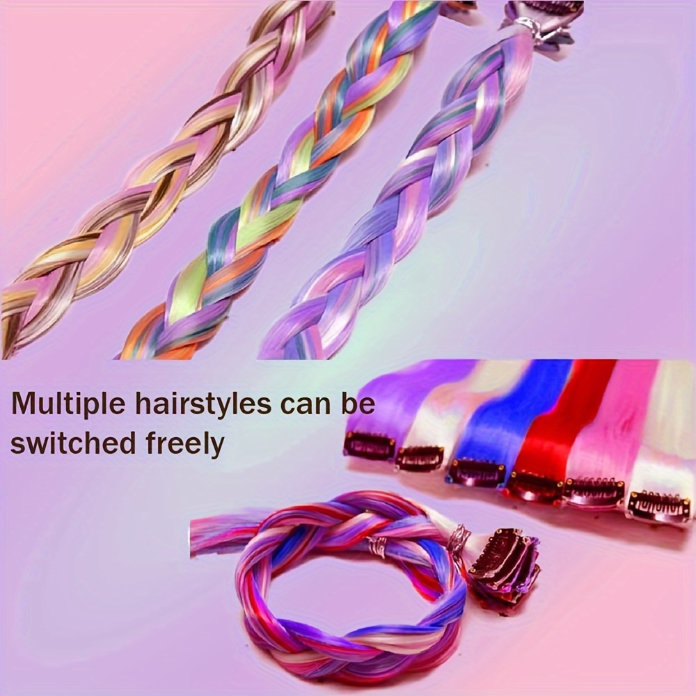 Clip In Long Straight Synthetic Hairpiece Rainbow Colored - Temu Australia