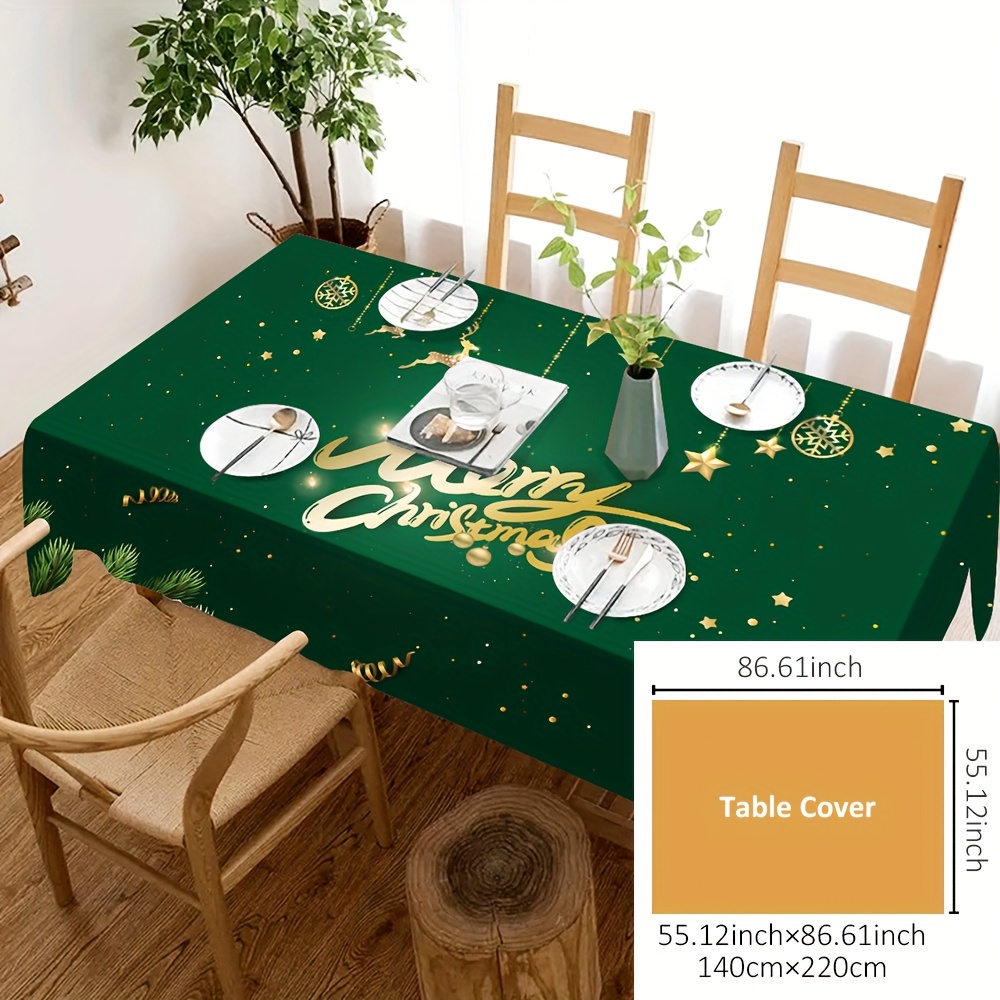 Christmas Golden Tablecloth, Christmas Holiday Party Decoration, Table ...