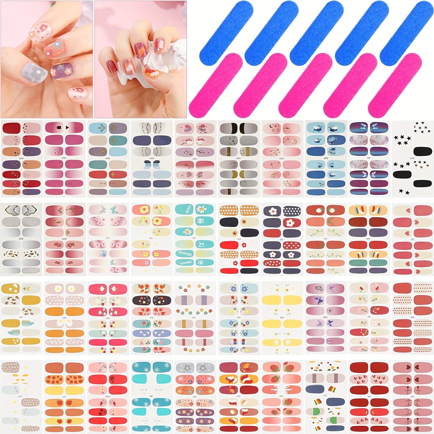 Full Wrap Nail Polish Sticker Strips Self-adhesive Nail Decals Strips ...