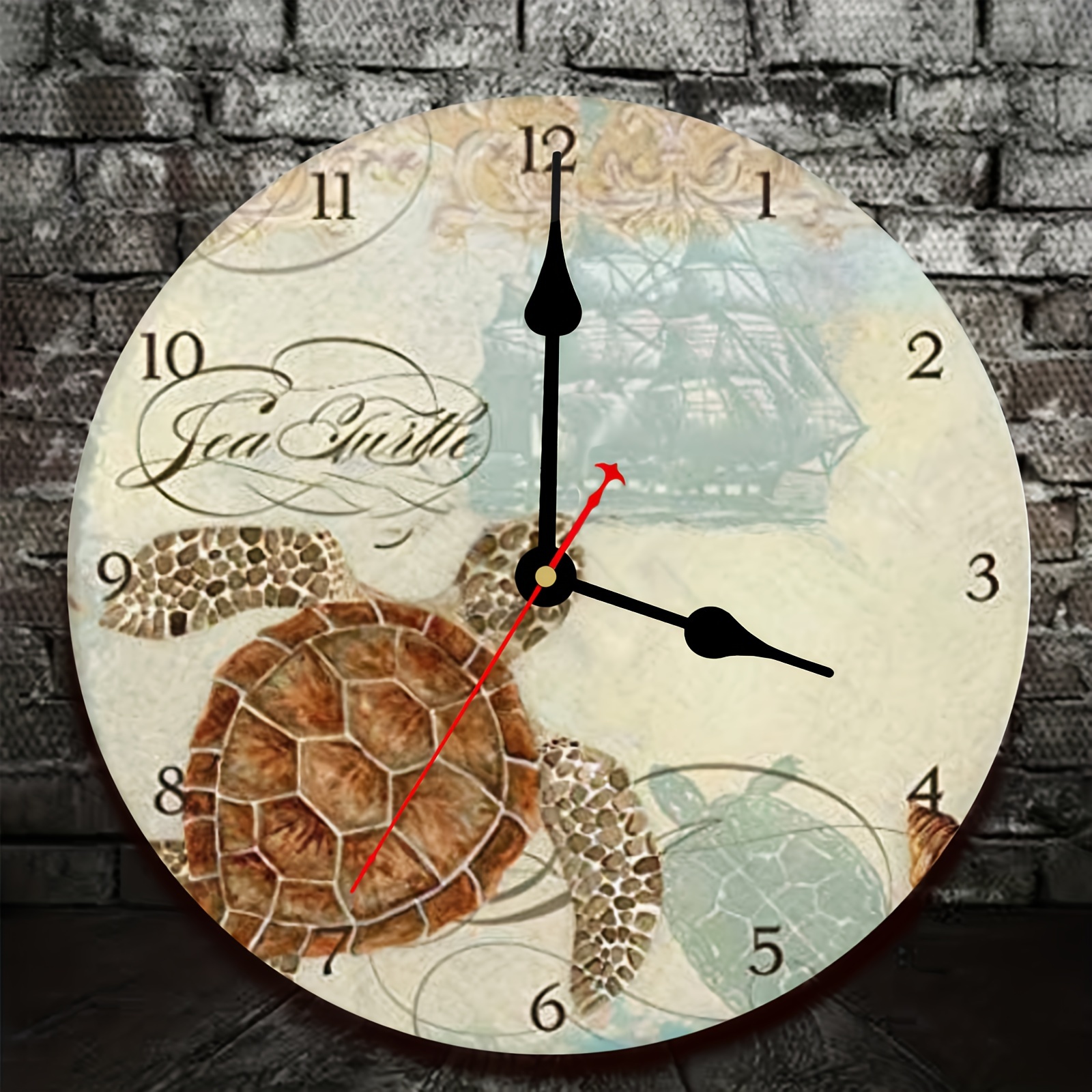 turtles sailboat pattern round wall clock silent non ticking - Temu Canada