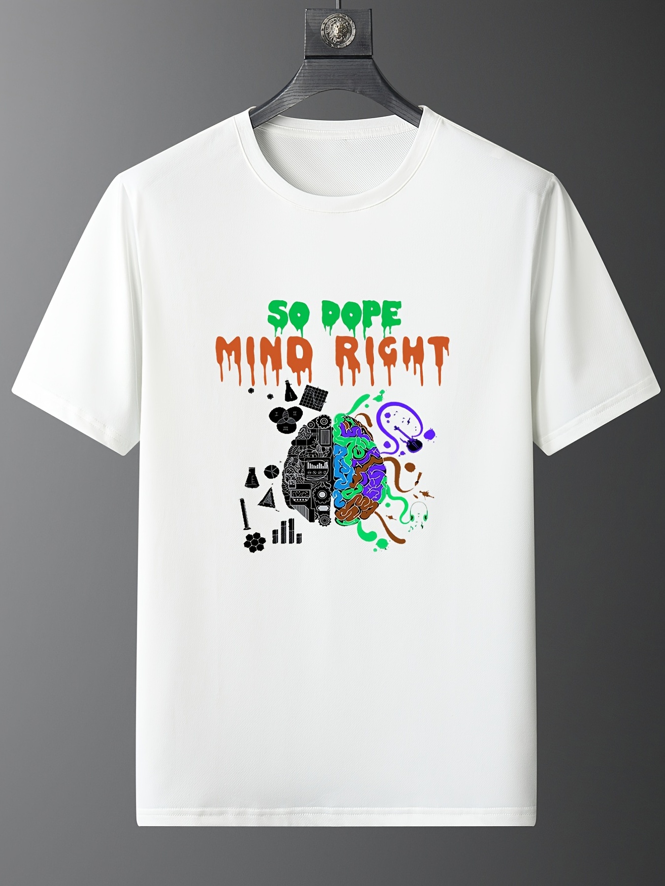 Stylish Print T shirt Men's Casual Crew Neck Shirt Spring - Temu Australia