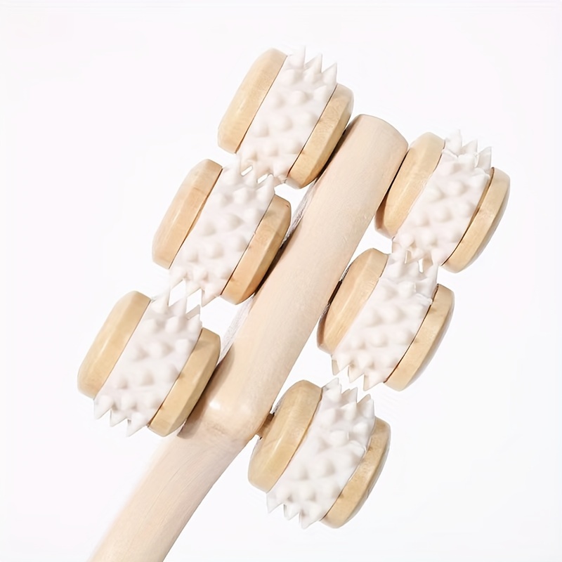 Portable Wooden 6 wheel Massager Long Handle Meridian Care - Temu Ireland
