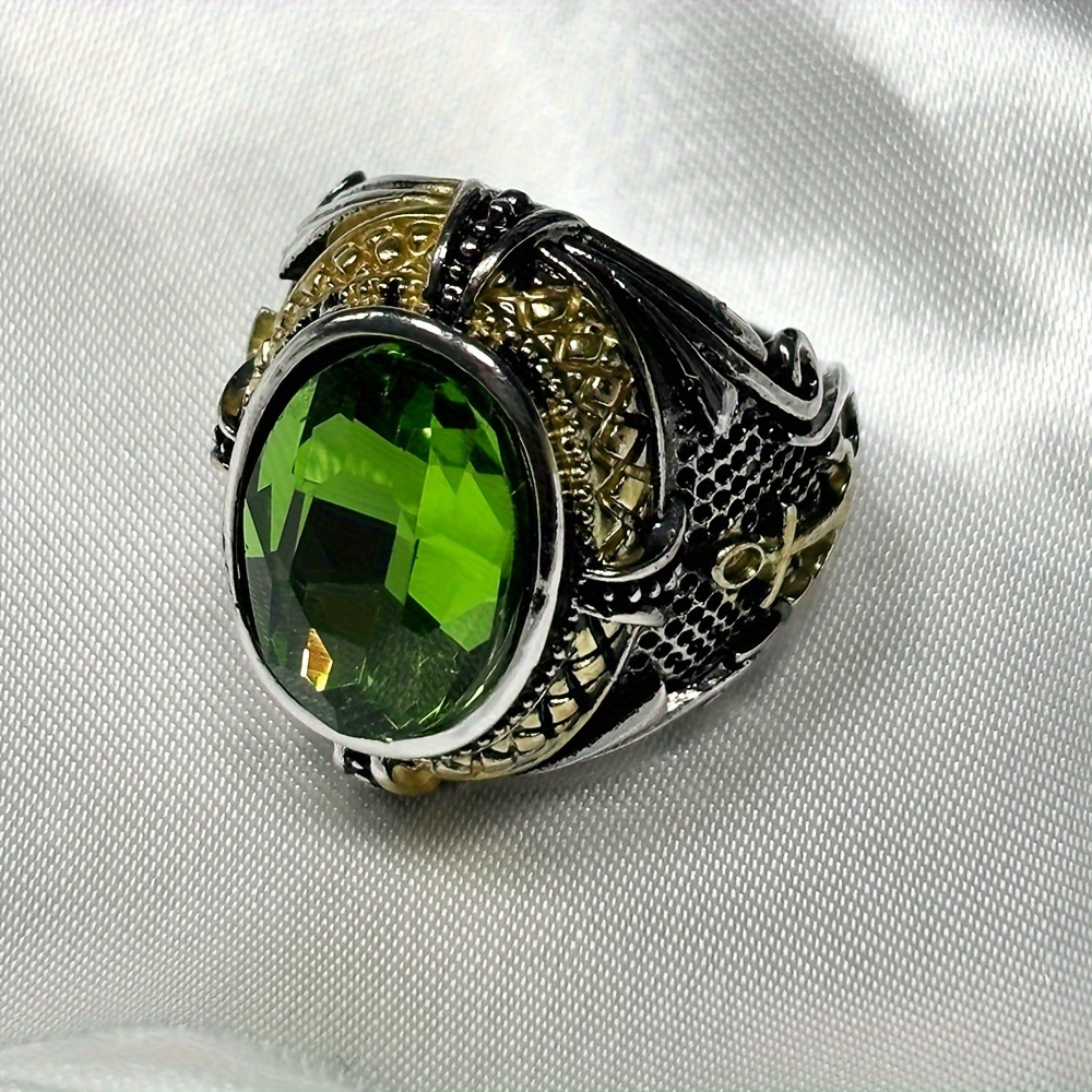 Creative Carved Pirate Anchor Oval Cubic Zirconia Ring Man - Temu Ireland