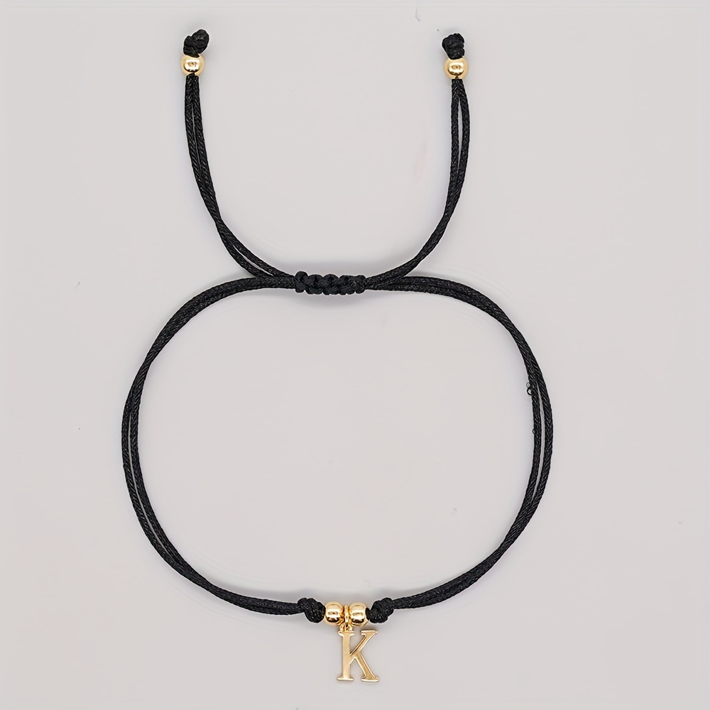 Golden A z Letter Pendant Black Hand Rope Minimalist - Temu United Kingdom