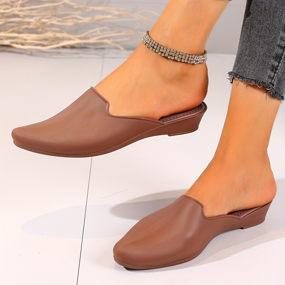 Women's Solid Color Mules カジュアルなスリップオンプラットフォームシューズ Women's C - Temu Japan