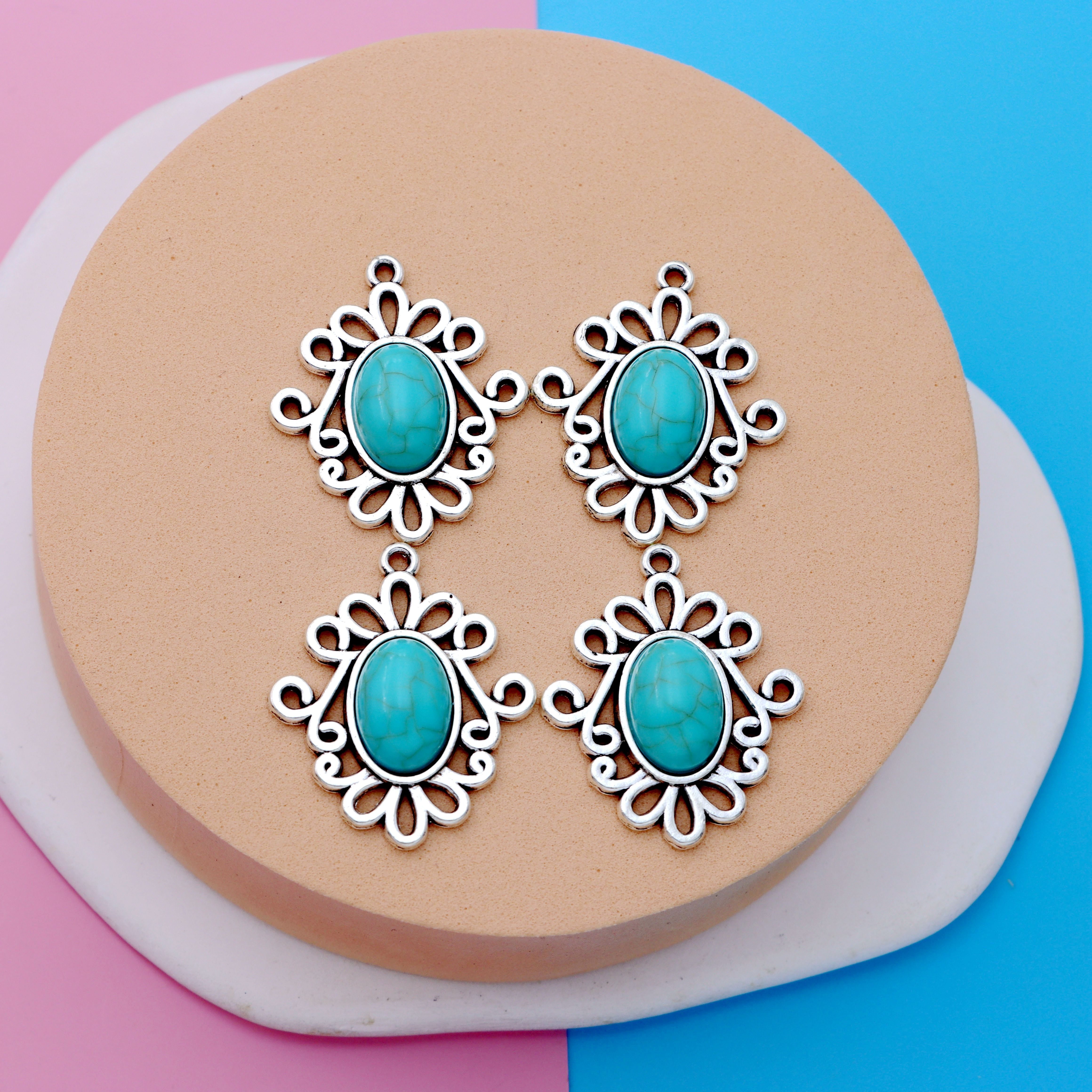 6 Styles Zinc Alloy Plated Antique Silver Bohemian Rose - Temu United ...