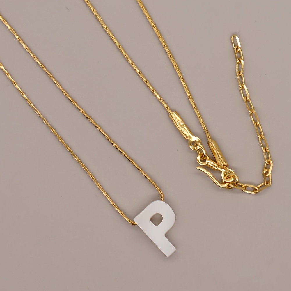 Plated Chain Women's Necklace Charm Shell Letter A z Jewelry - Temu ...